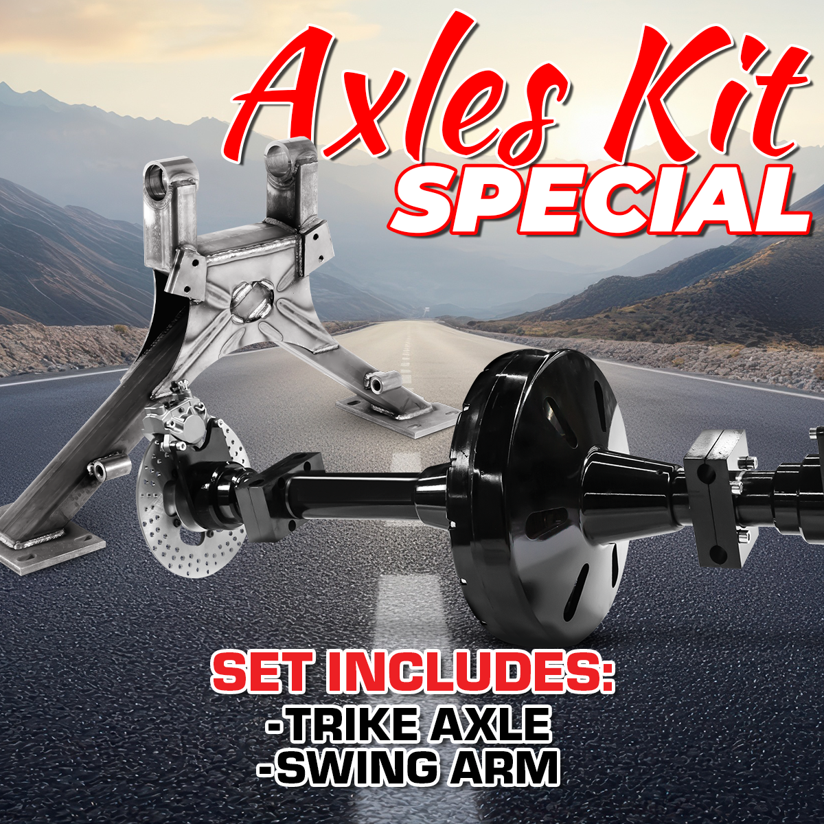 [SALE] Trike Axle with Swing Arm Kit